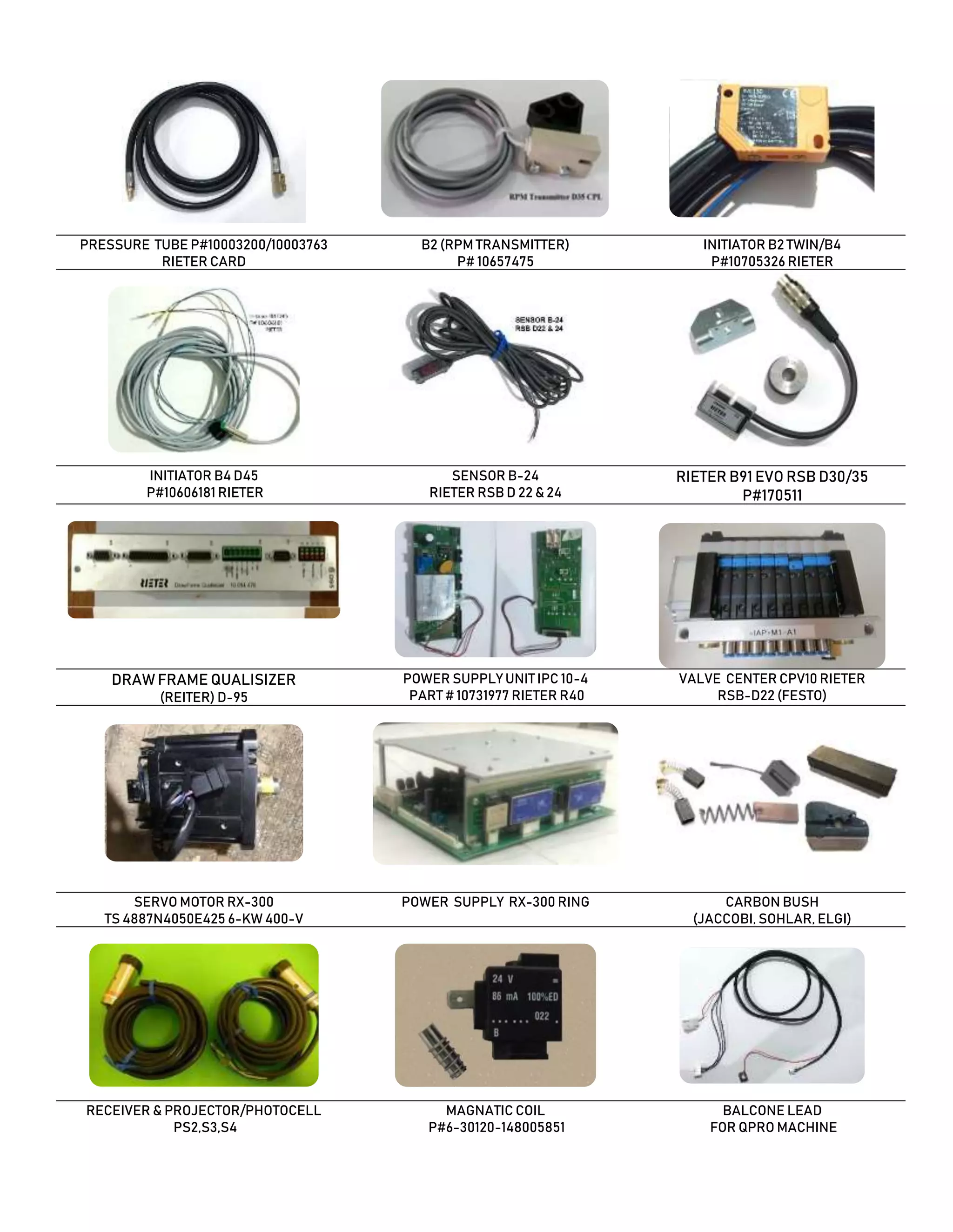 TEXTILE SPINNING MACHINERY SPARE PARTS RIETER TRUTZSCHLER | PDF