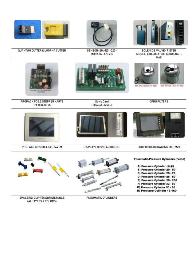 TEXTILE SPINNING MACHINERY SPARE PARTS RIETER TRUTZSCHLER | PDF ...