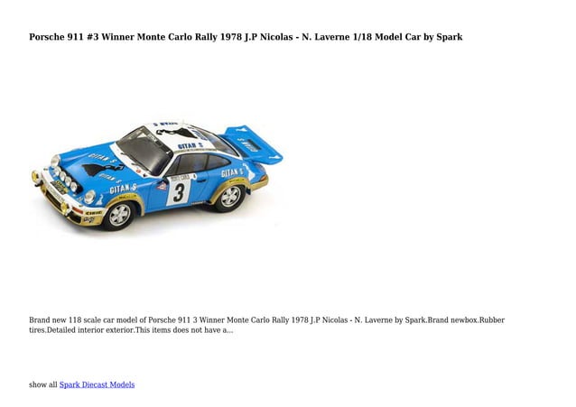 Spark Diecast Cars - Spark Model Car Catalogue | PDF | Auto Racing | Sports