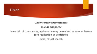 Elision & Linking | Aspects of Connected Speech | PNP | PPTX