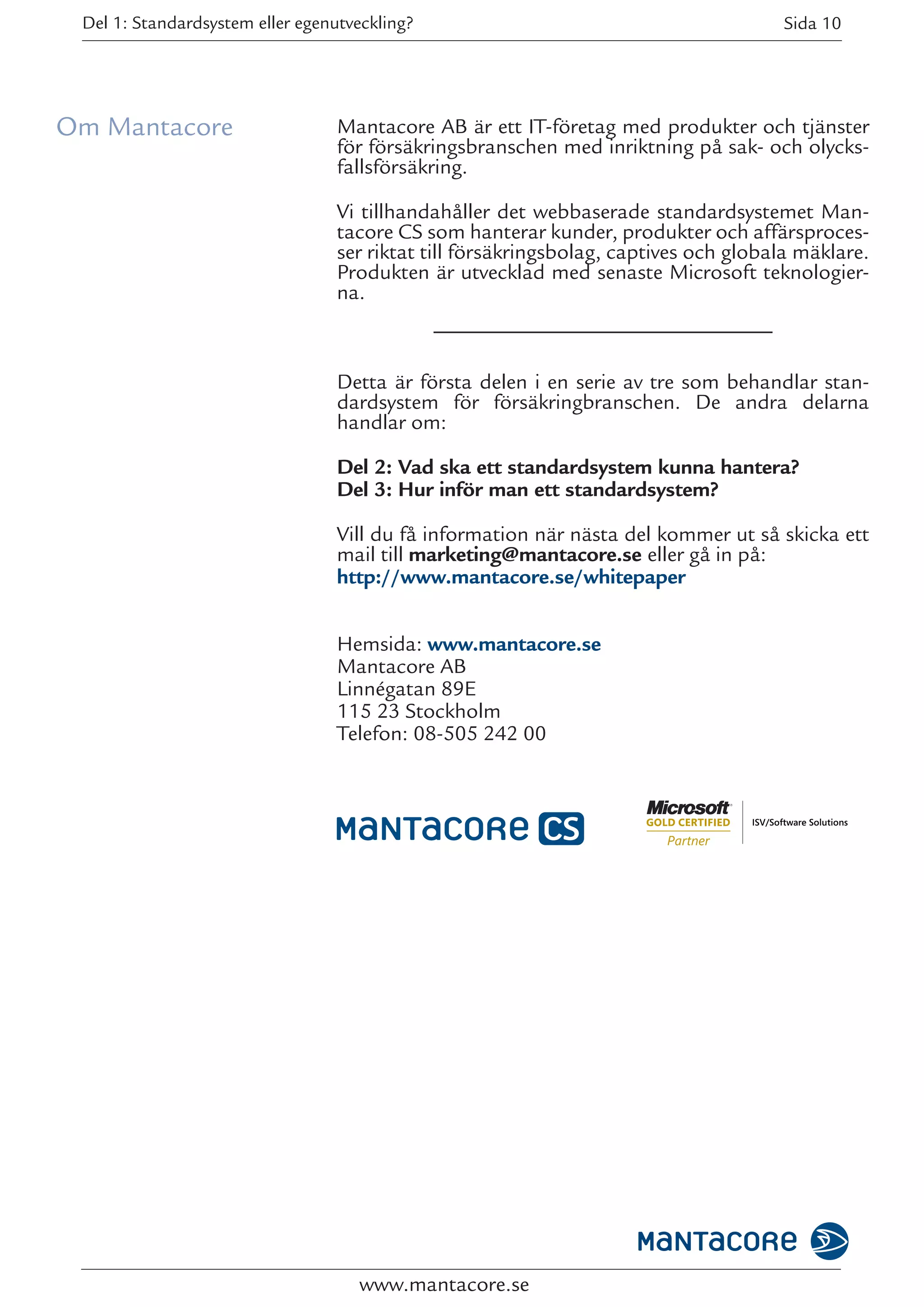 Mantacore Whitepaper Standard System | PDF