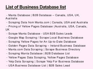 Manta database b2b database – canada, usa, uk, australia