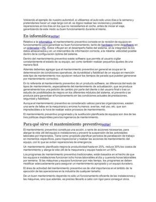 Mantenimiento preventivo | DOCX