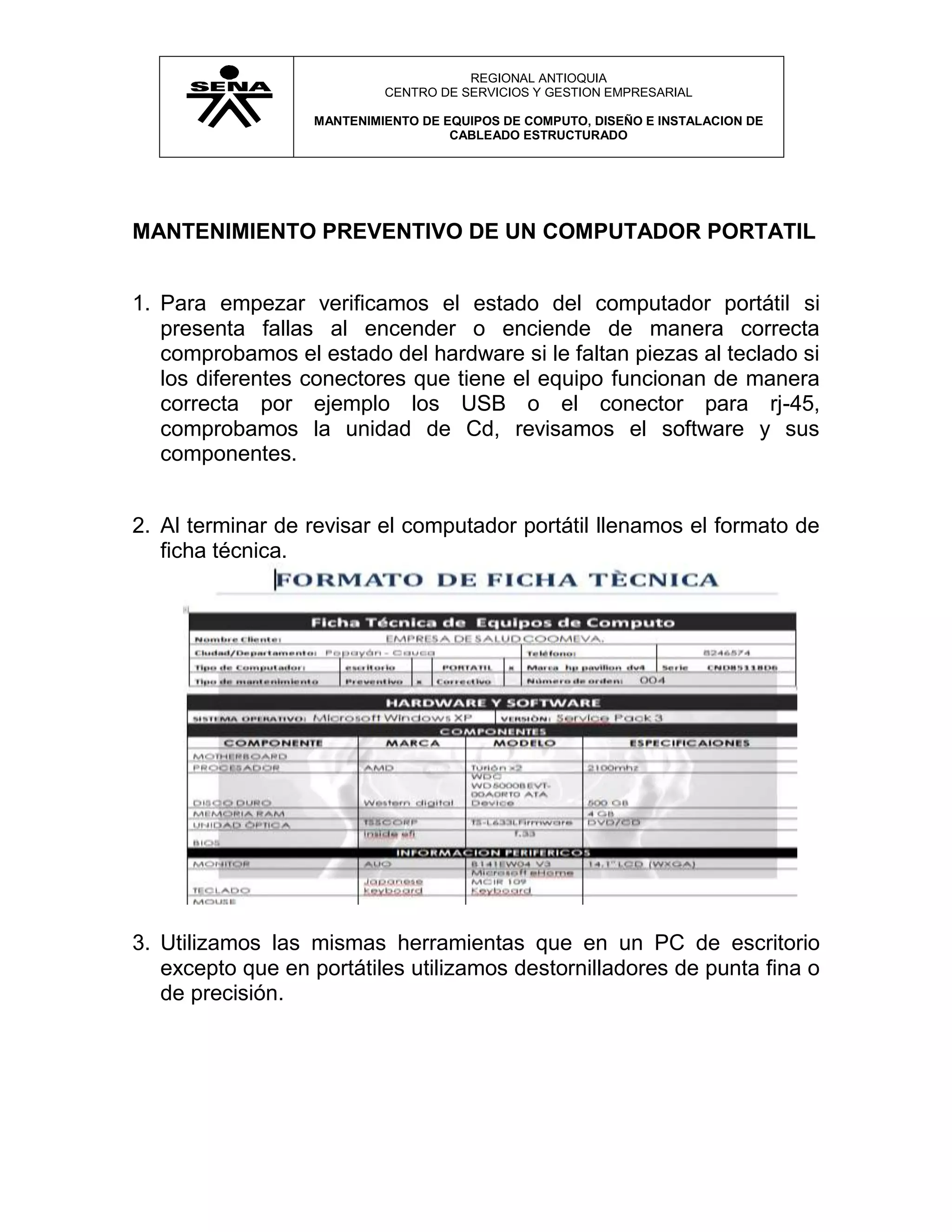 Mantenimiento preventivo portatil | DOCX | Computing | Technology ...