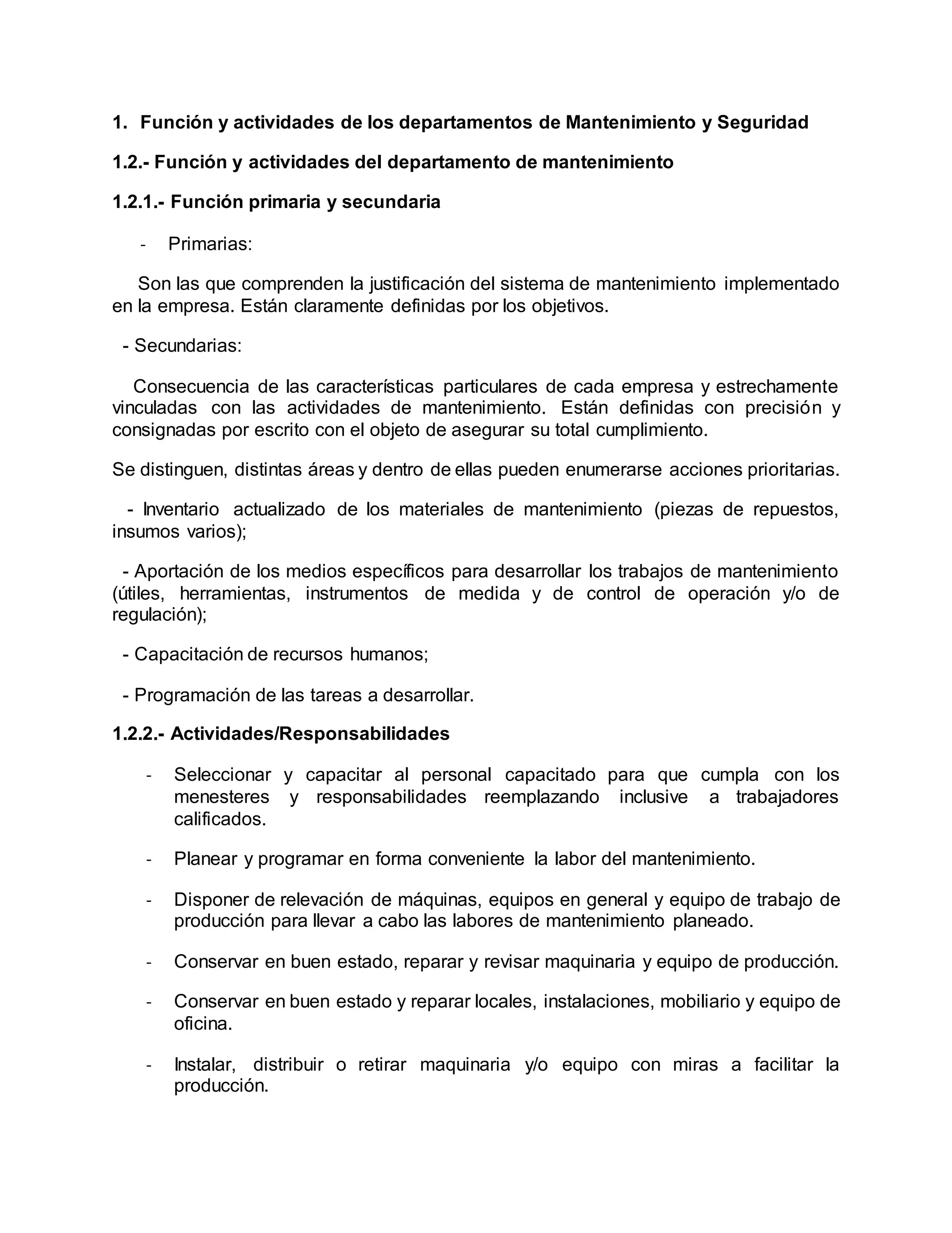Mantenimiento y seguridad | DOCX