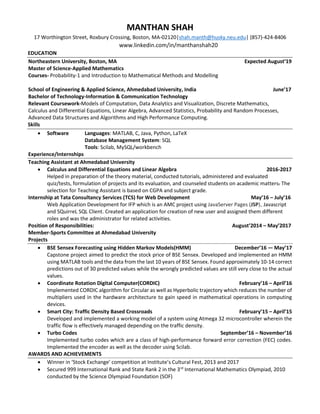 Manthan.shah resume | PDF