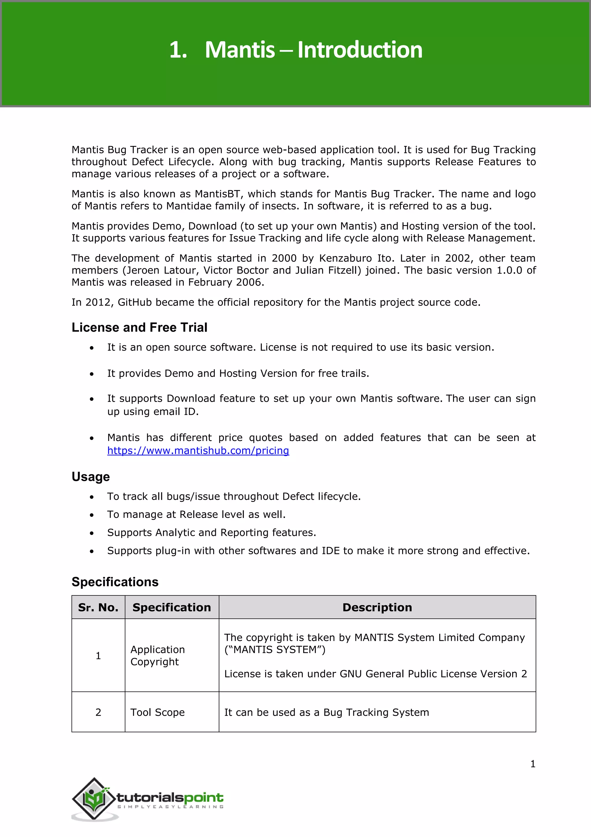 Mantis tutorial | PDF