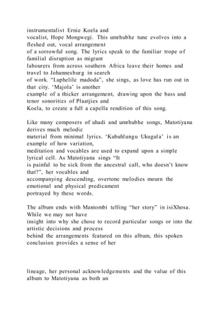 Mantombi matotiyana songs of greeting, healing and heritage | PDF