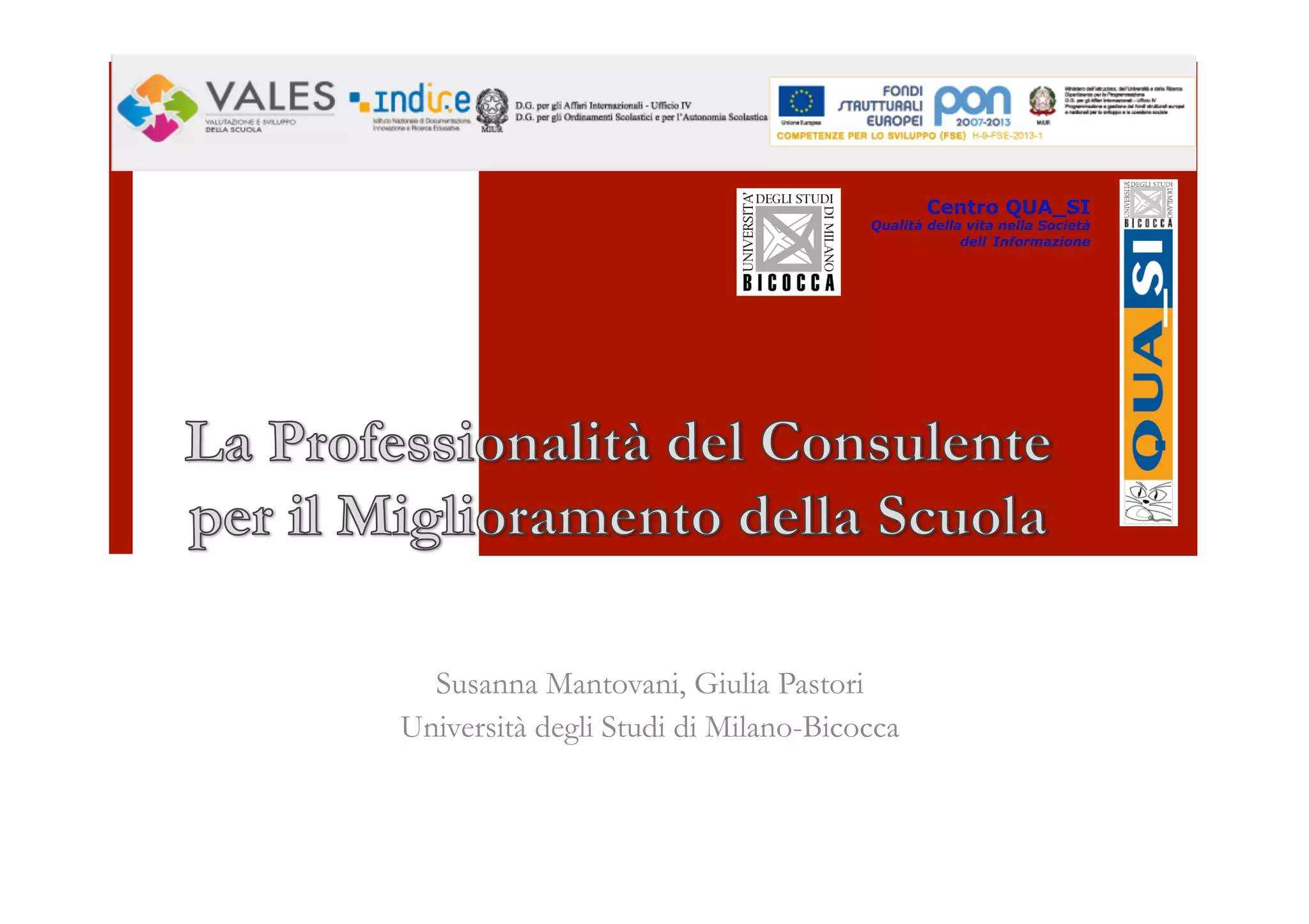La professionalità del consulente per il miglioramento della scuola | PDF