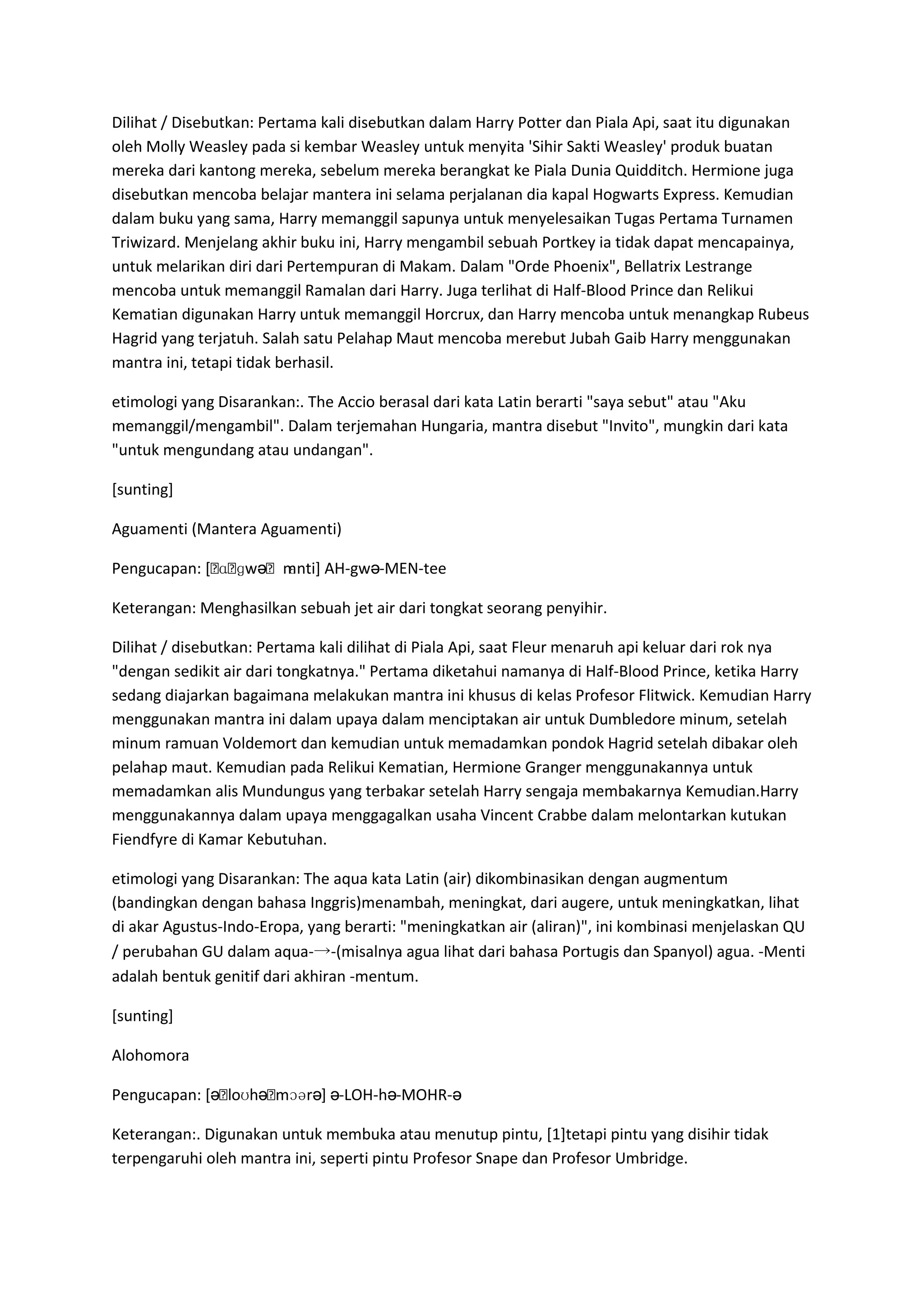 Mantra22 dalam harry potter | DOCX