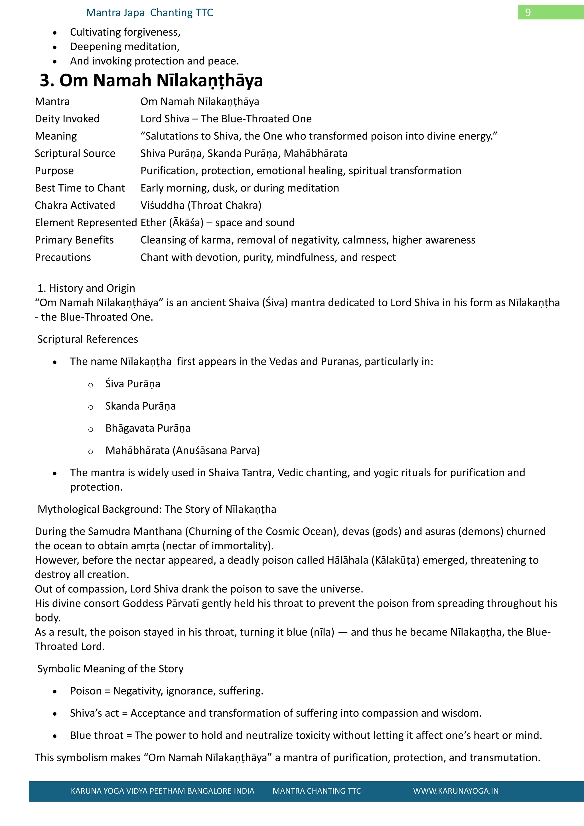 mantra japa chanting teacher training certificate course | PDF