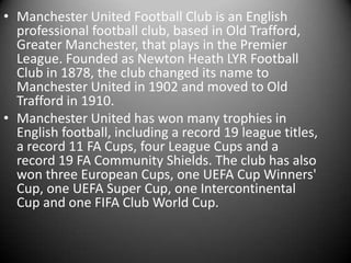 Project report on Manchester United football club... | PPTX