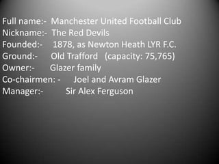 Project report on Manchester United football club... | PPTX