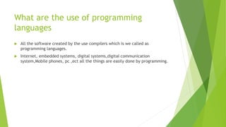 Programming Language Short Descriptions | PPT
