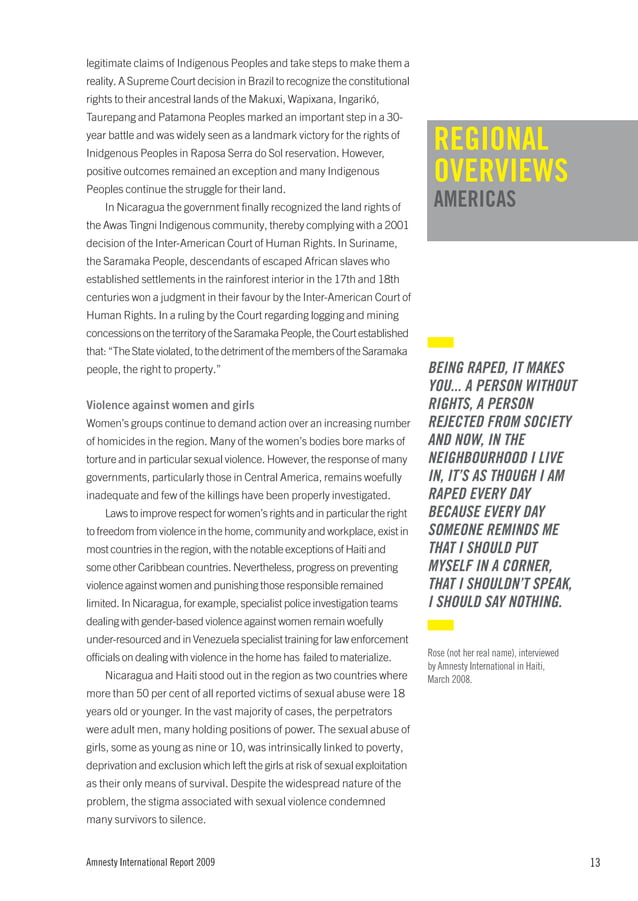 AMNESTY INTERNATIONAL REPORT 2009 | PDF