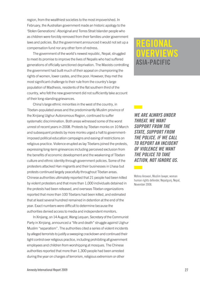 AMNESTY INTERNATIONAL REPORT 2009 | PDF