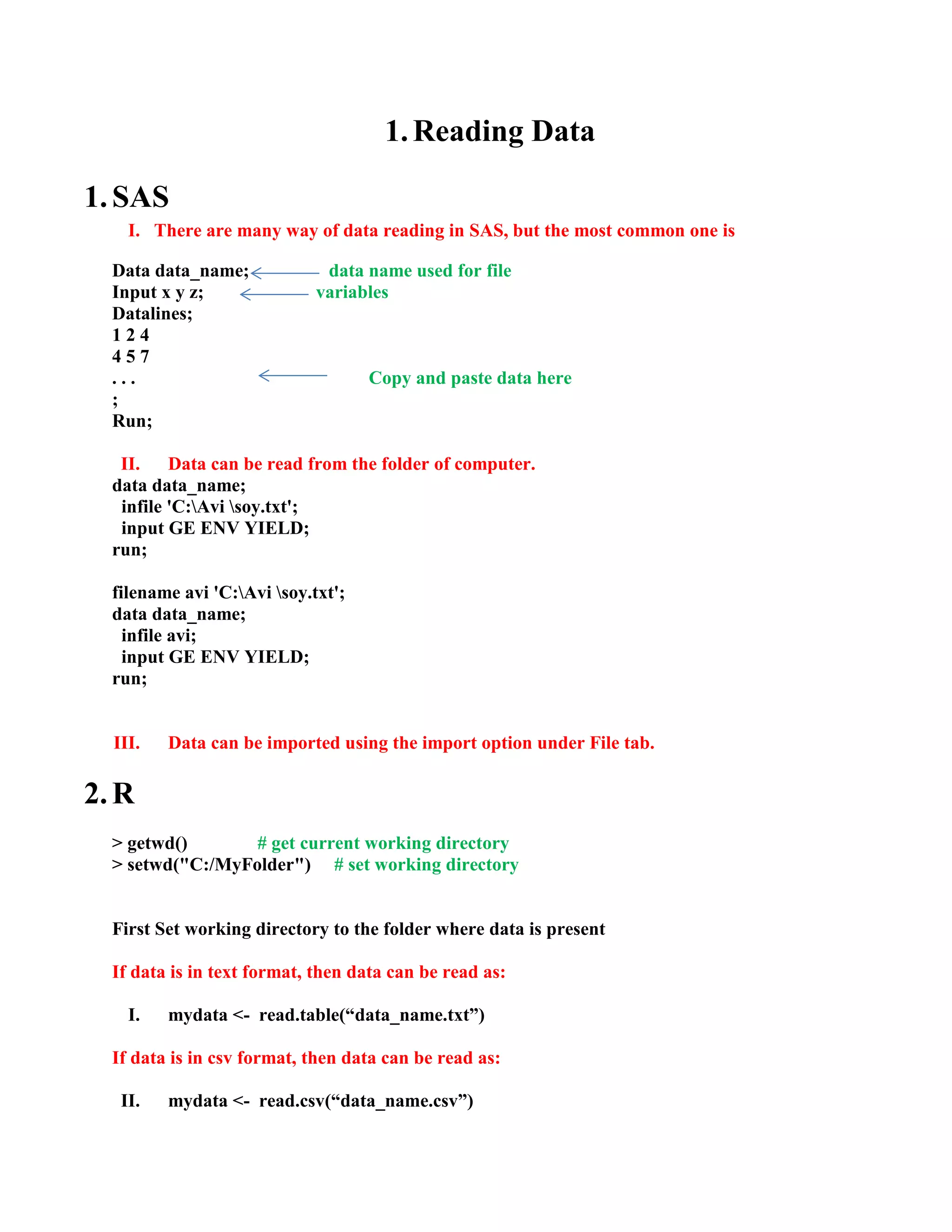 SAS and R Code for Basic Statistics | PDF | Technology & Computing