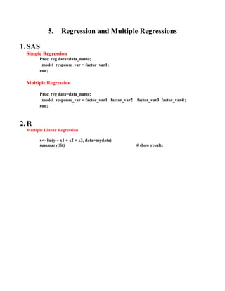 SAS and R Code for Basic Statistics | PDF | Technology & Computing