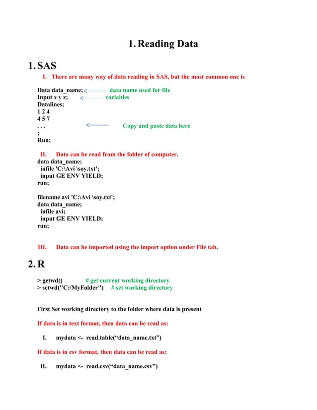SAS and R Code for Basic Statistics | PDF