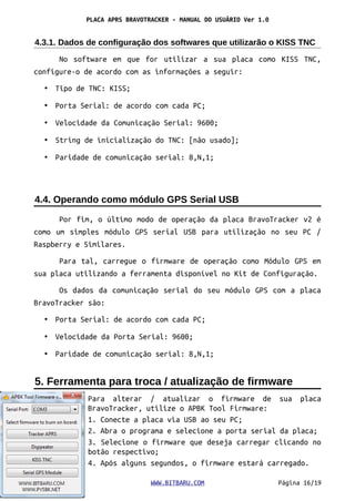 Placa APRS BravoTracker - Tracker/Digi/KISS TNC com Telemetria | PDF