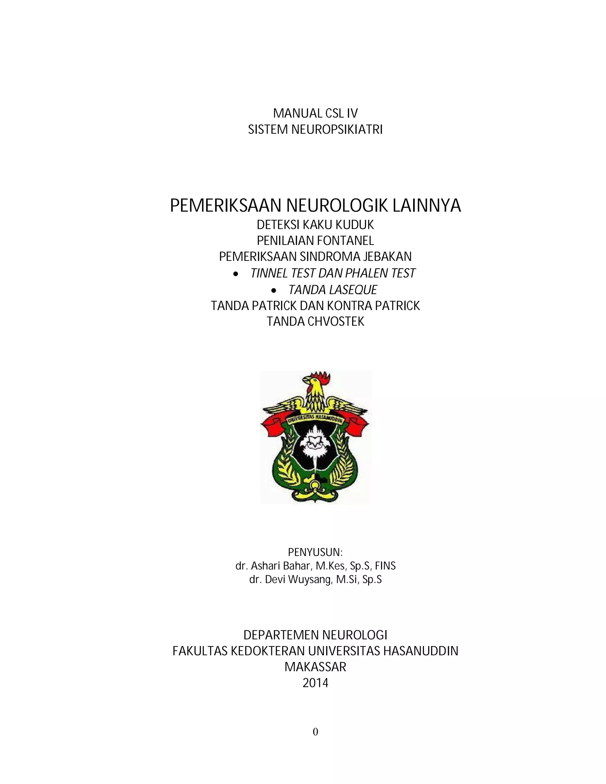 Manual csl-iv 2014-pemeriksaan-neurologik-lainnya | PDF