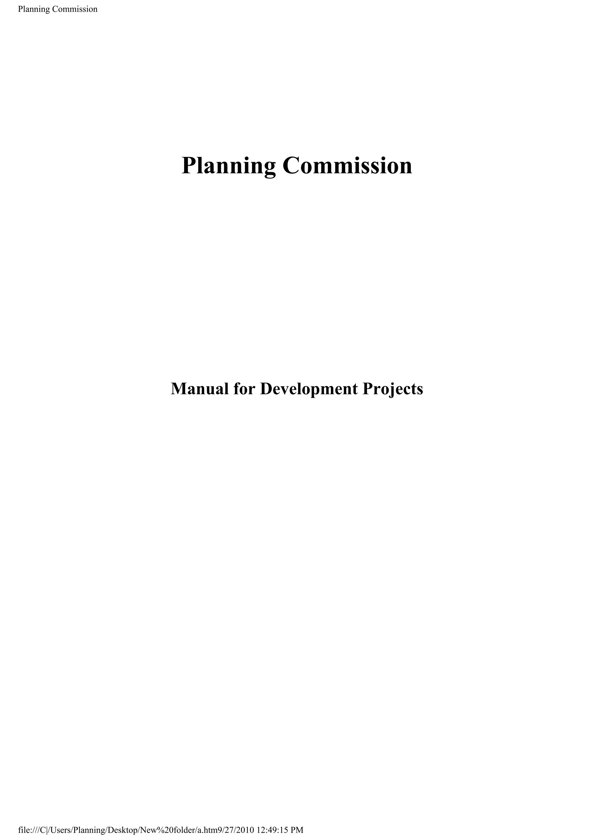 Manual For Development Projects, Planning Commission Pakistan ...
