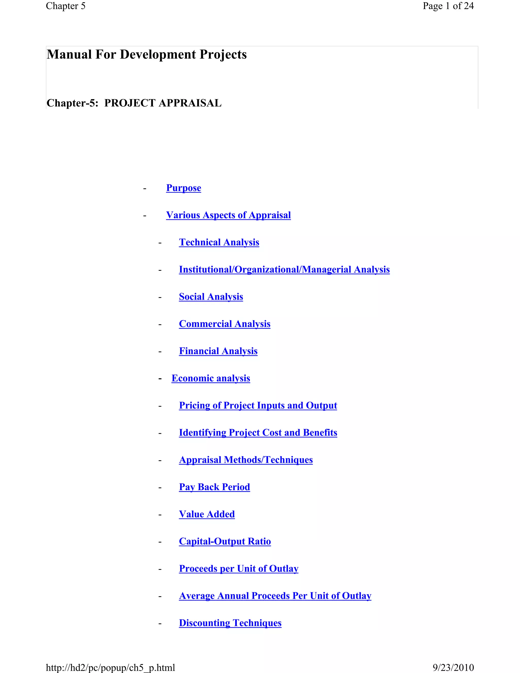 Manual For Development Projects, Planning Commission Pakistan ...