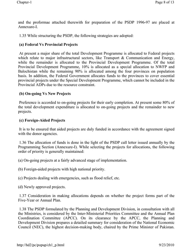 Manual For Development Projects, Planning Commission Pakistan, Developmental Planning ...