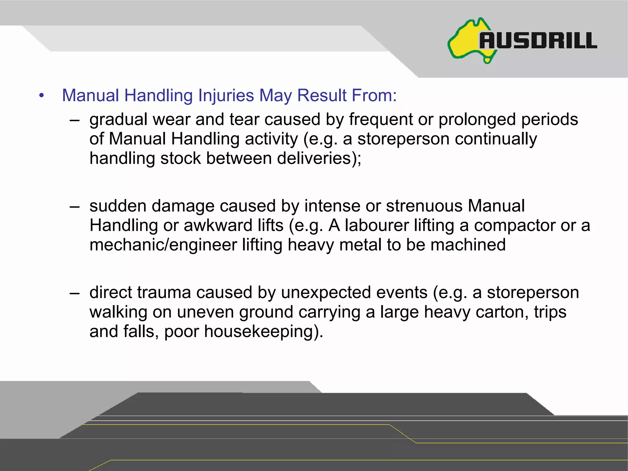 Manual Handling Ppt | PPT | Death, Injury, or Military Conflict ...