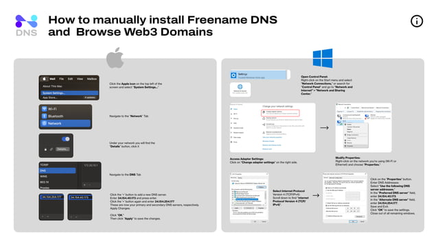 How to manually install Freename DNS and Browse Web3 Domains | PDF