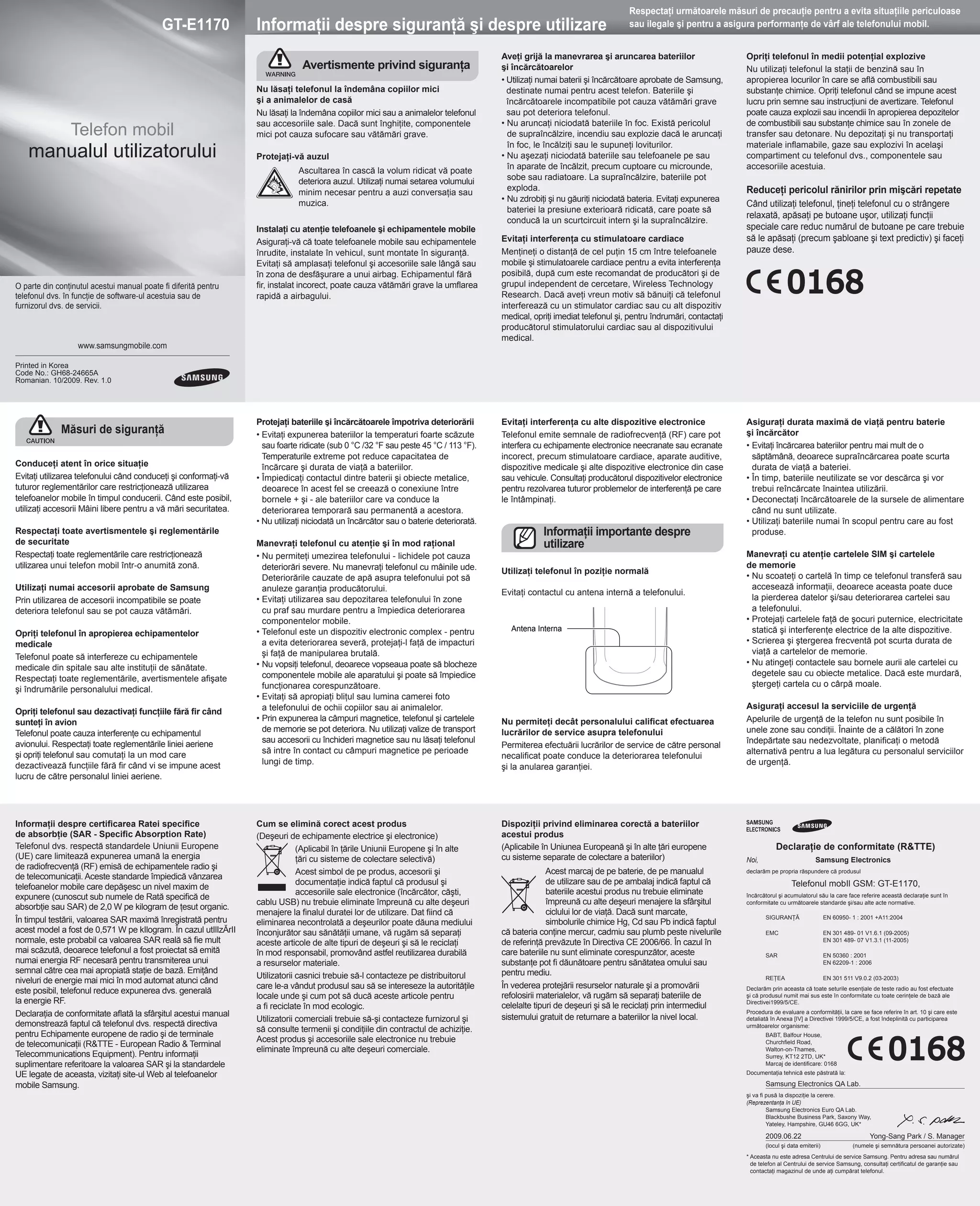 Manual instructiuni-samsung-e1170 | PDF