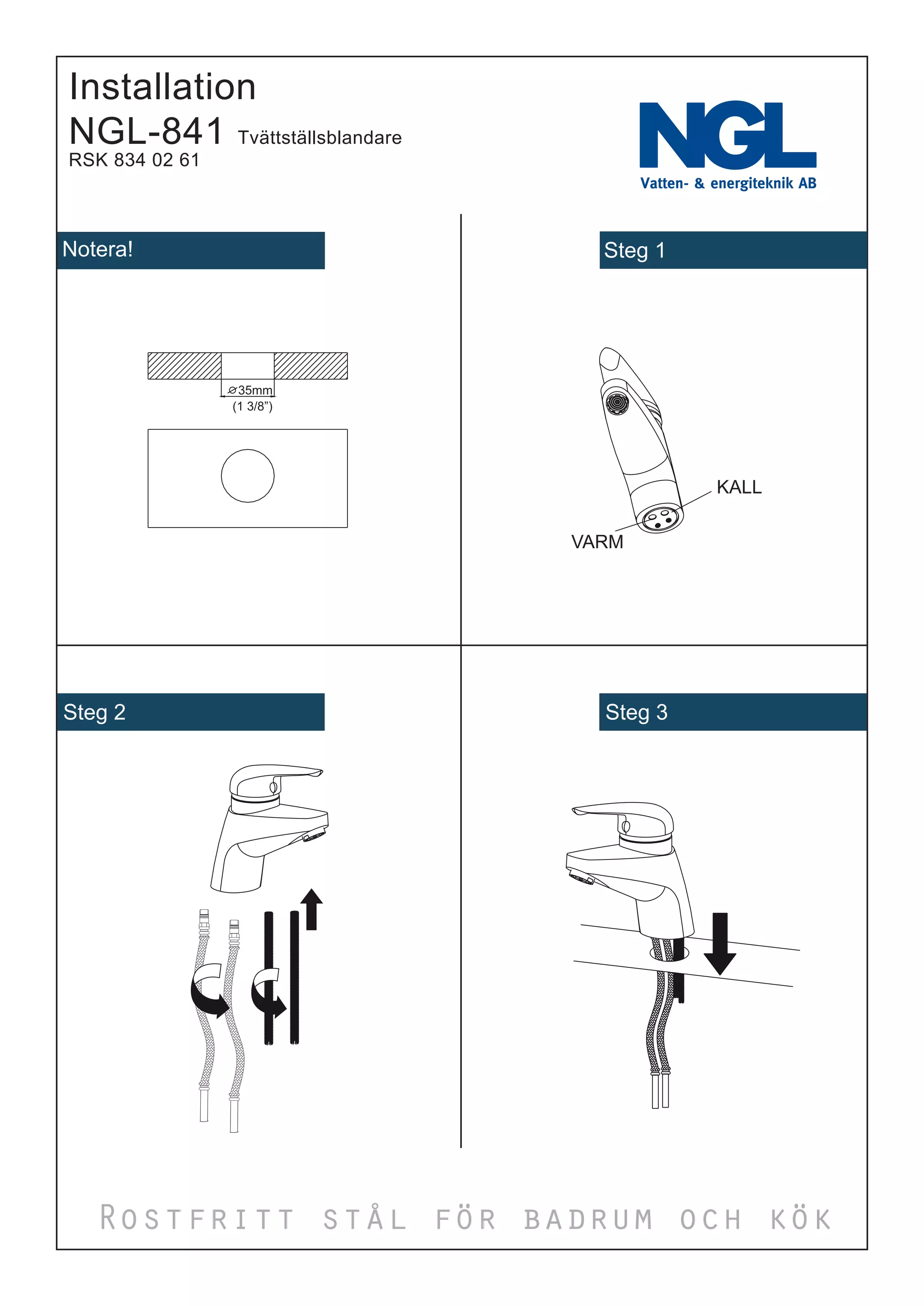 Manual NGL-841-tvattstallsblandare | PDF