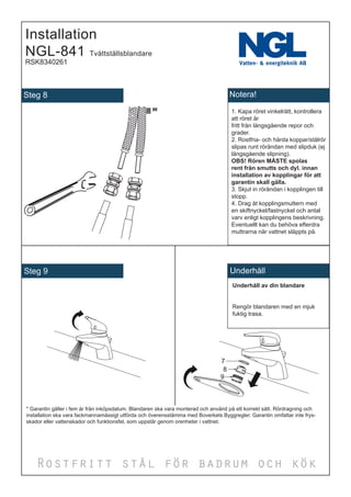 Manual NGL-841-tvattstallsblandare | PDF