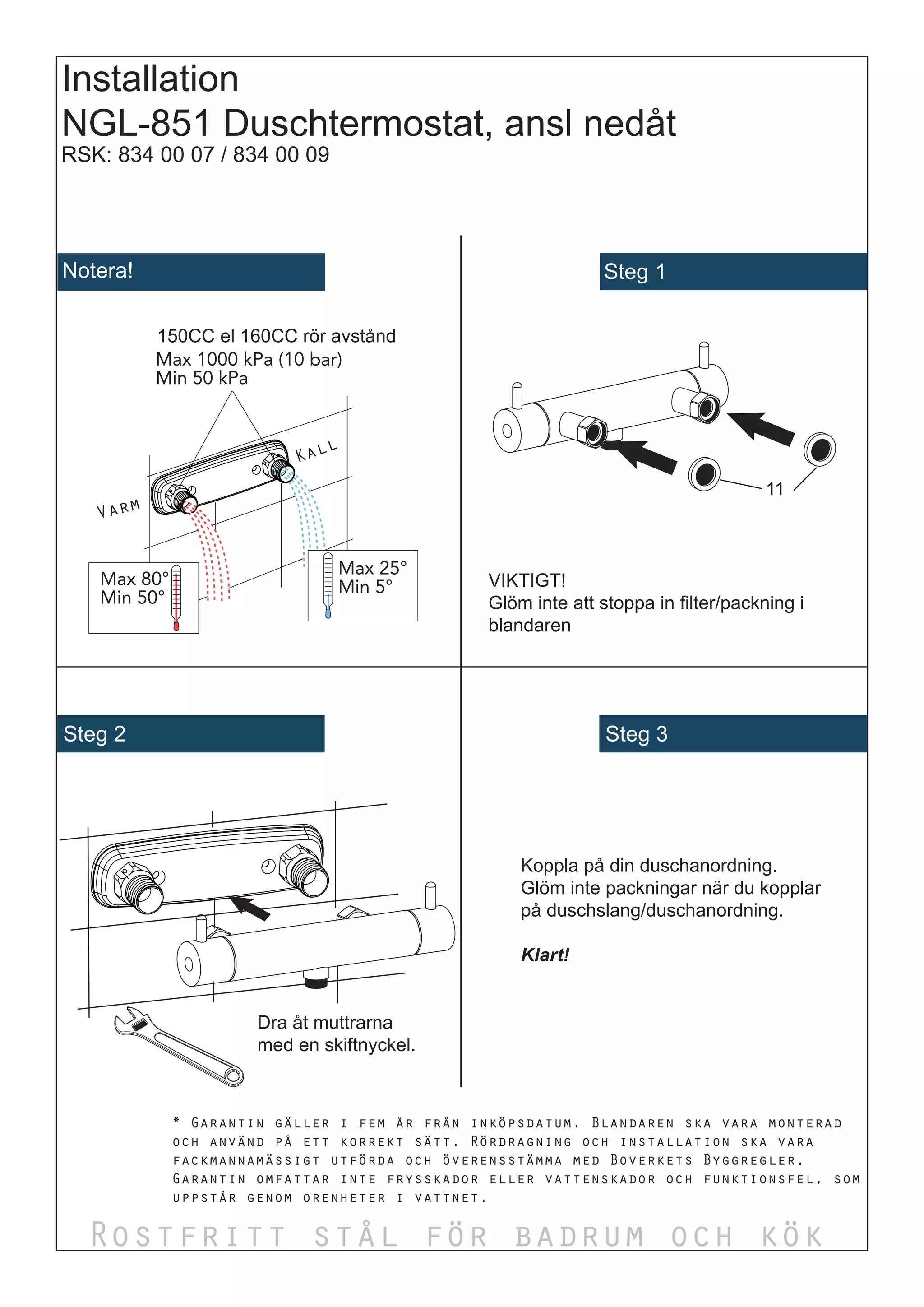 Manual NGL-851-duschblandare | PDF