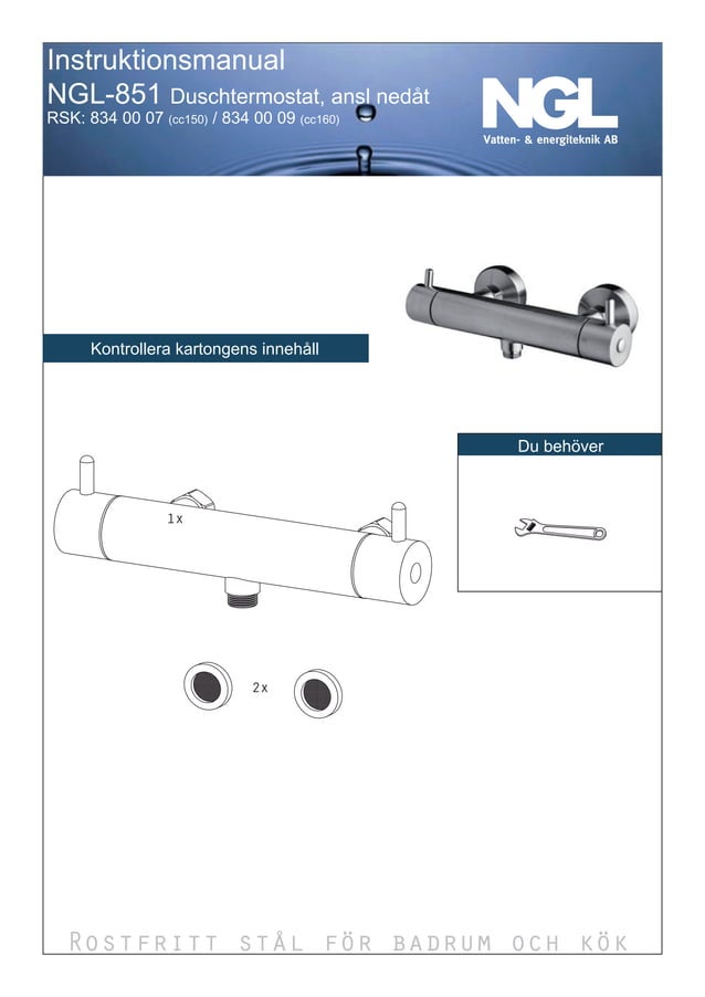 Manual NGL-851-duschblandare | PDF