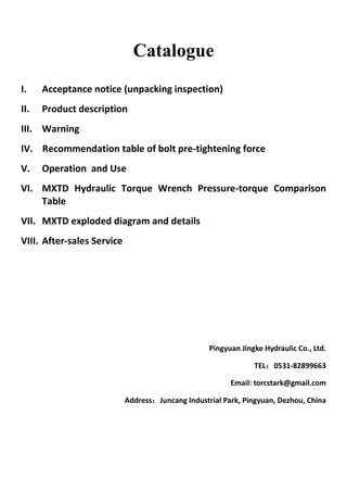 Manual of 3MXTD hydraulic torque wrench | PDF