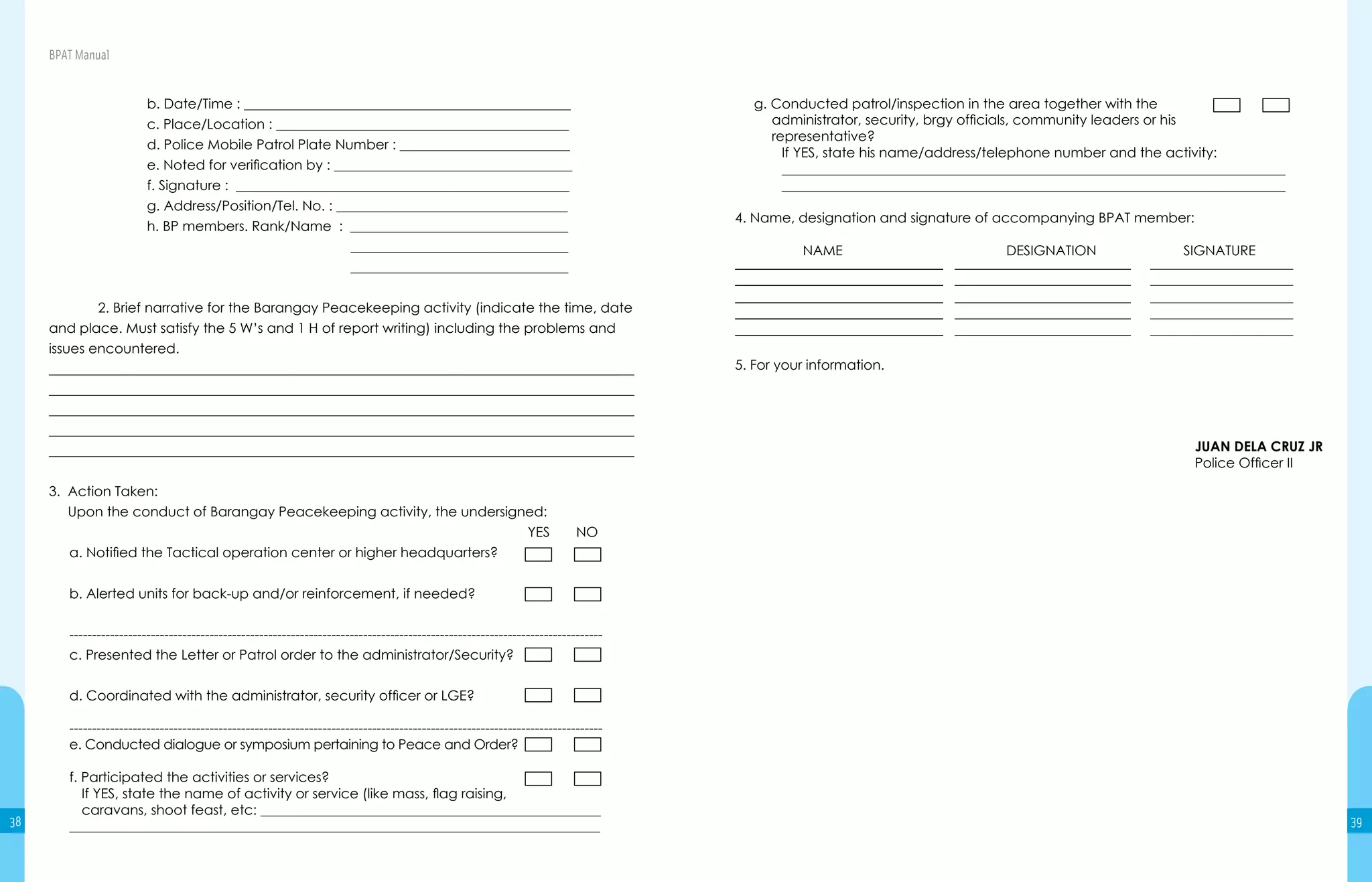 MANUAL ON BARANGAY PEACEKEEPING OPERATIONS - BPAT | PDF