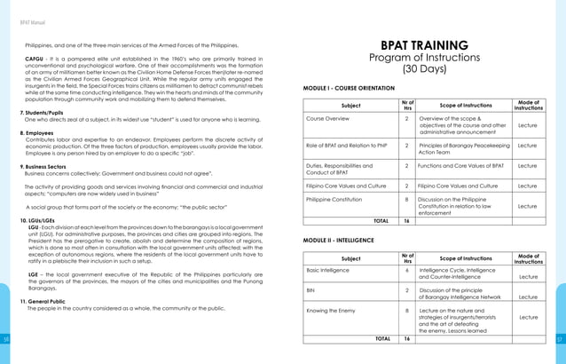 MANUAL ON BARANGAY PEACEKEEPING OPERATIONS - BPAT | PDF