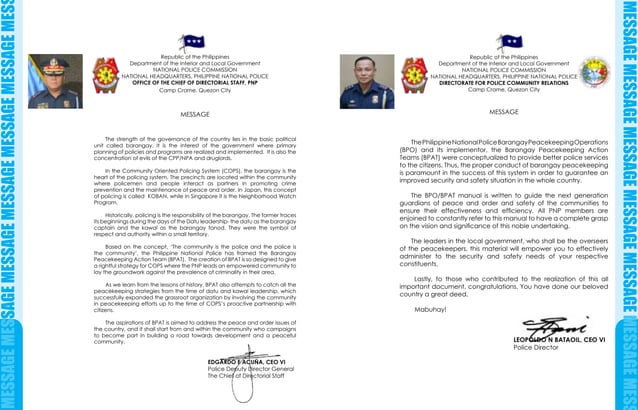 MANUAL ON BARANGAY PEACEKEEPING OPERATIONS - BPAT | PDF