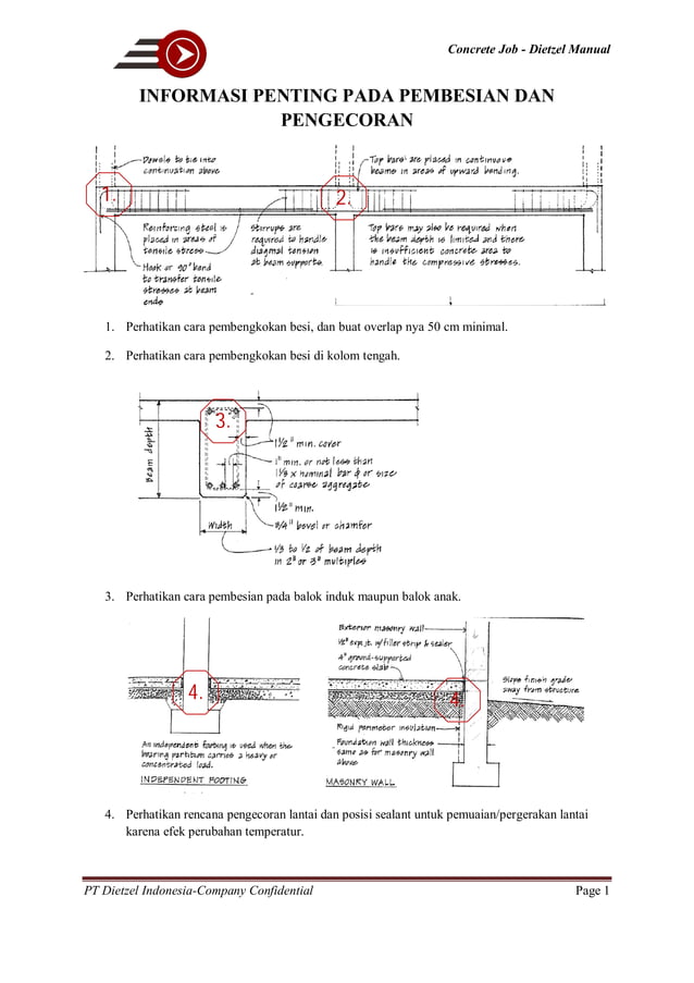 Manual pembesian dan pengecoran | PDF