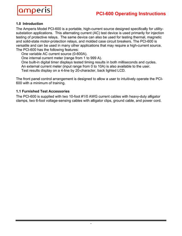 Manual Primary Current Injector PCI Amperis | PDF