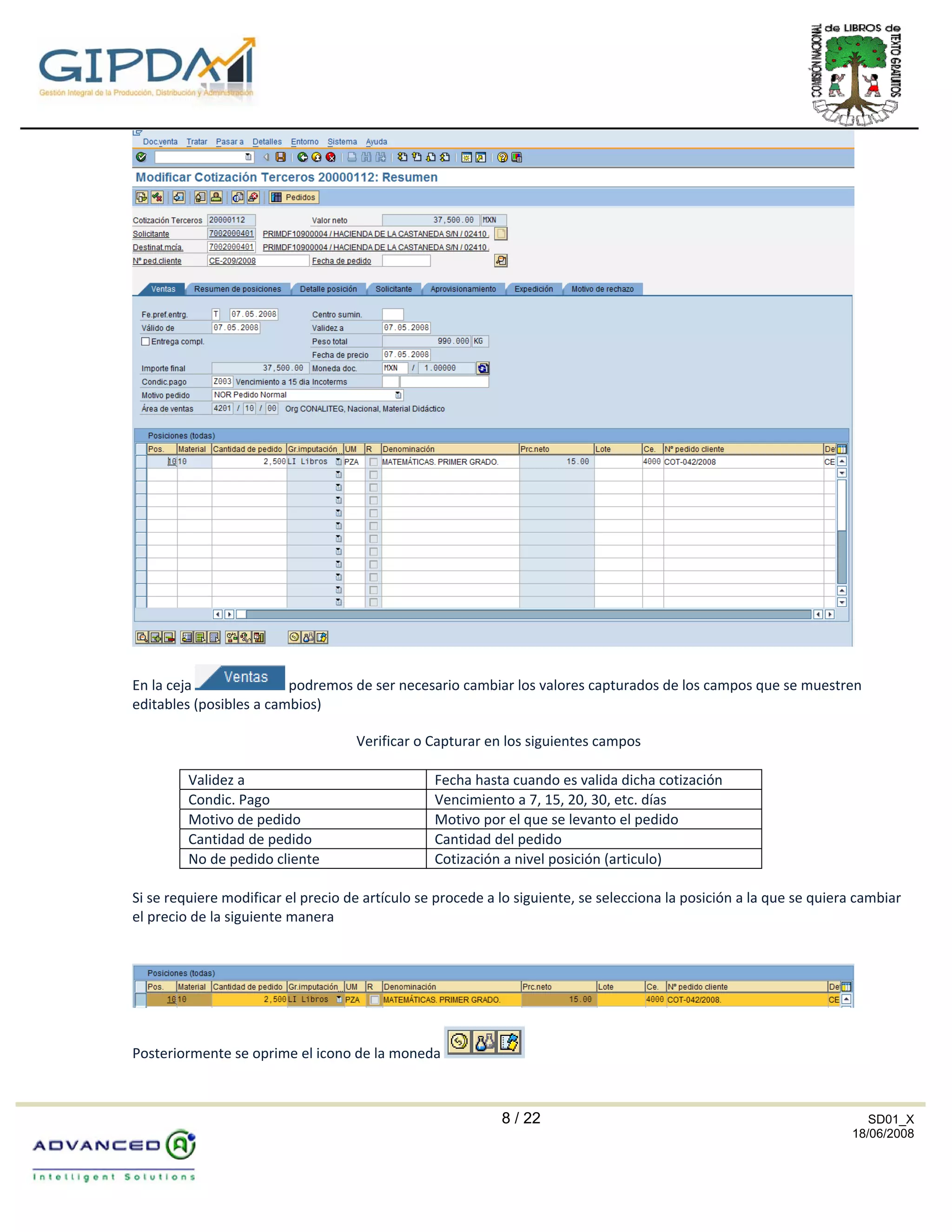 Tutorial SD SAP: Creación de Cotización [VA21] | PDF