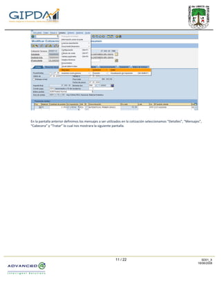 Tutorial SD SAP: Creación de Cotización [VA21] | PDF