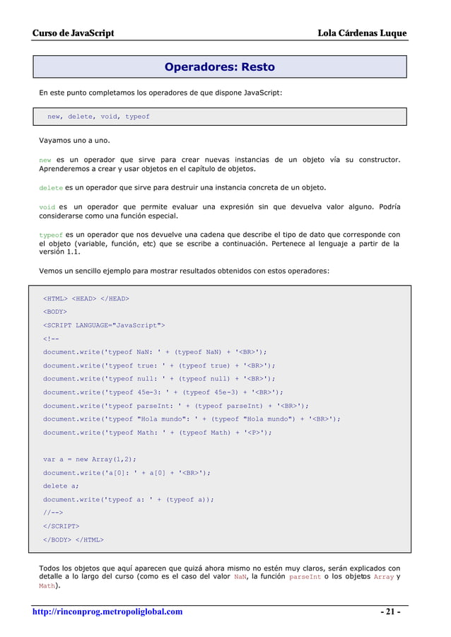 Manual Tutorial Javascript Con Ejemplos | PDF