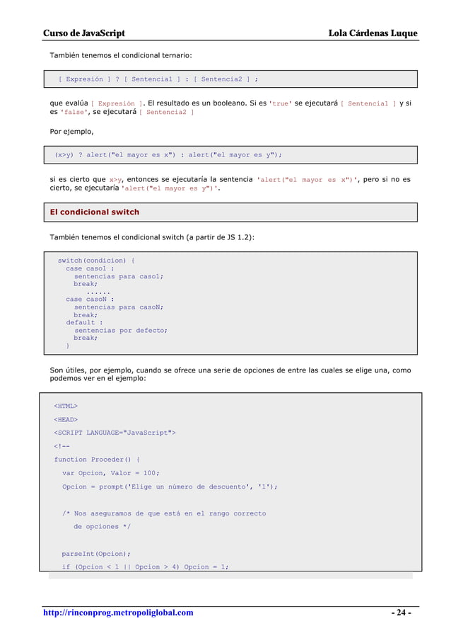 Manual Tutorial Javascript Con Ejemplos | PDF