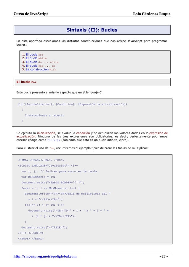 Manual Tutorial Javascript Con Ejemplos | PDF