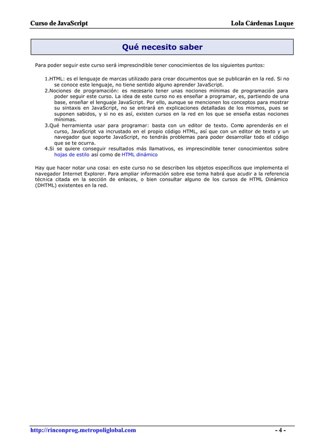 Manual Tutorial Javascript Con Ejemplos | PDF