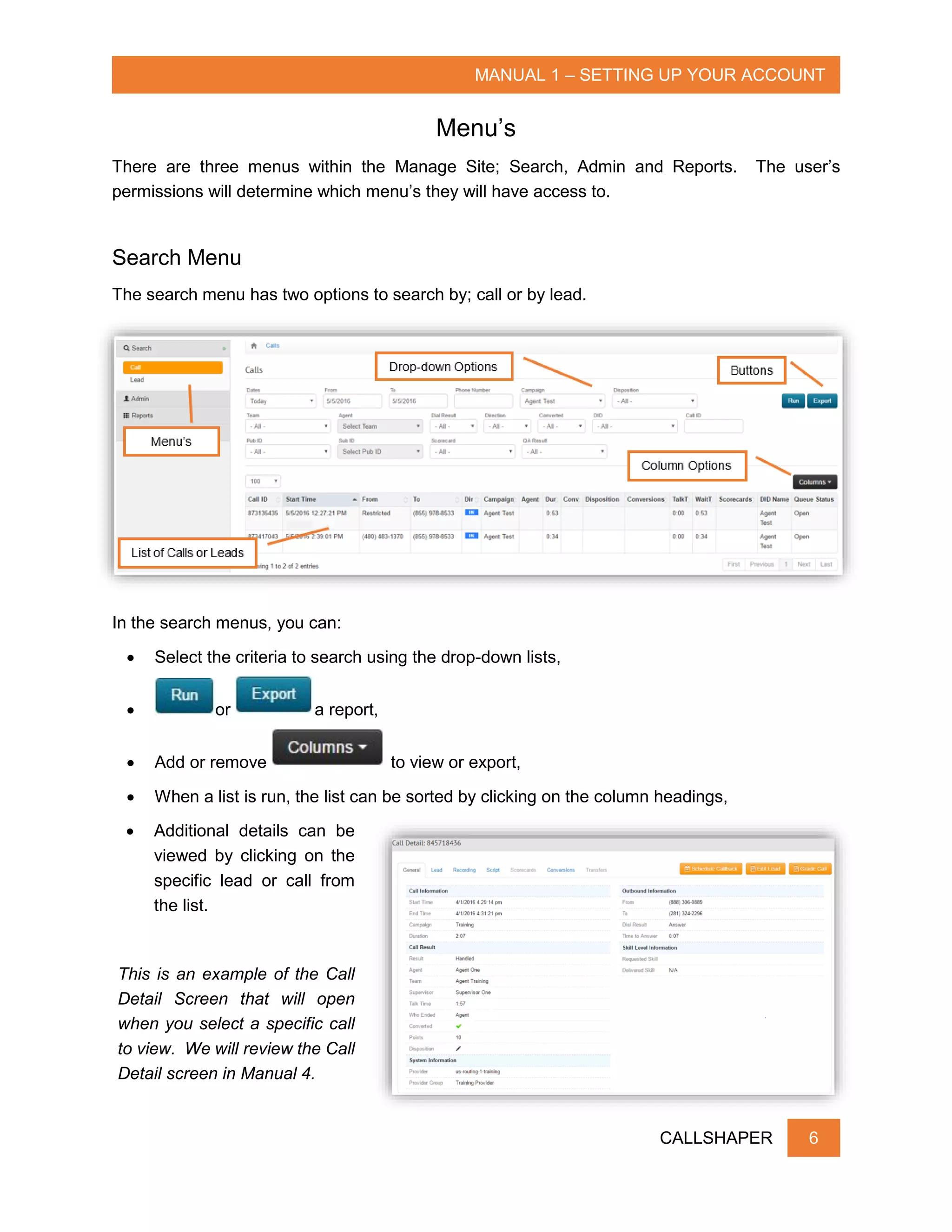 CallShaper Outbound Software Manual 1 - Setting Up your Account | PDF