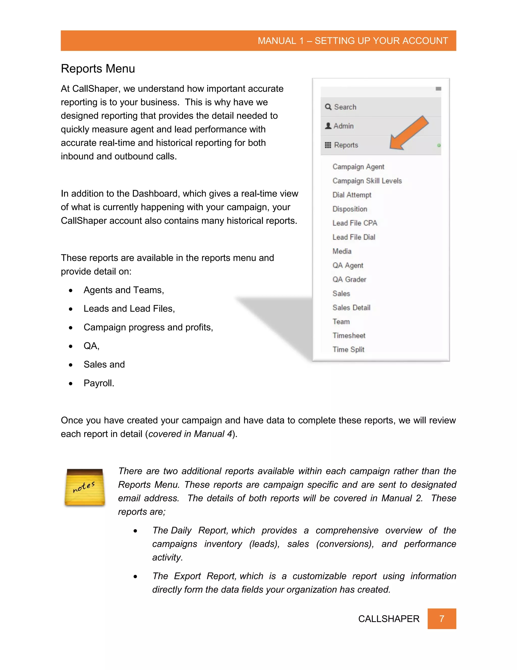 CallShaper Outbound Software Manual 1 - Setting Up your Account | PDF