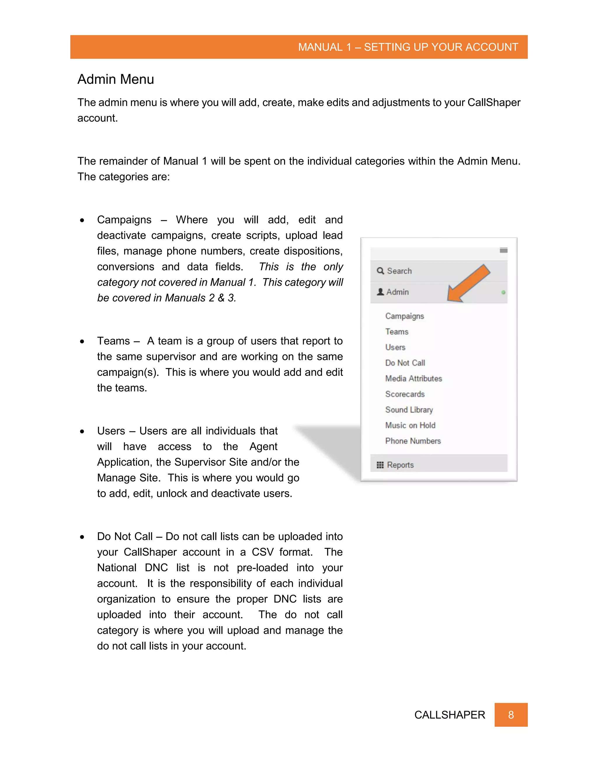 CallShaper Outbound Software Manual 1 - Setting Up your Account | PDF